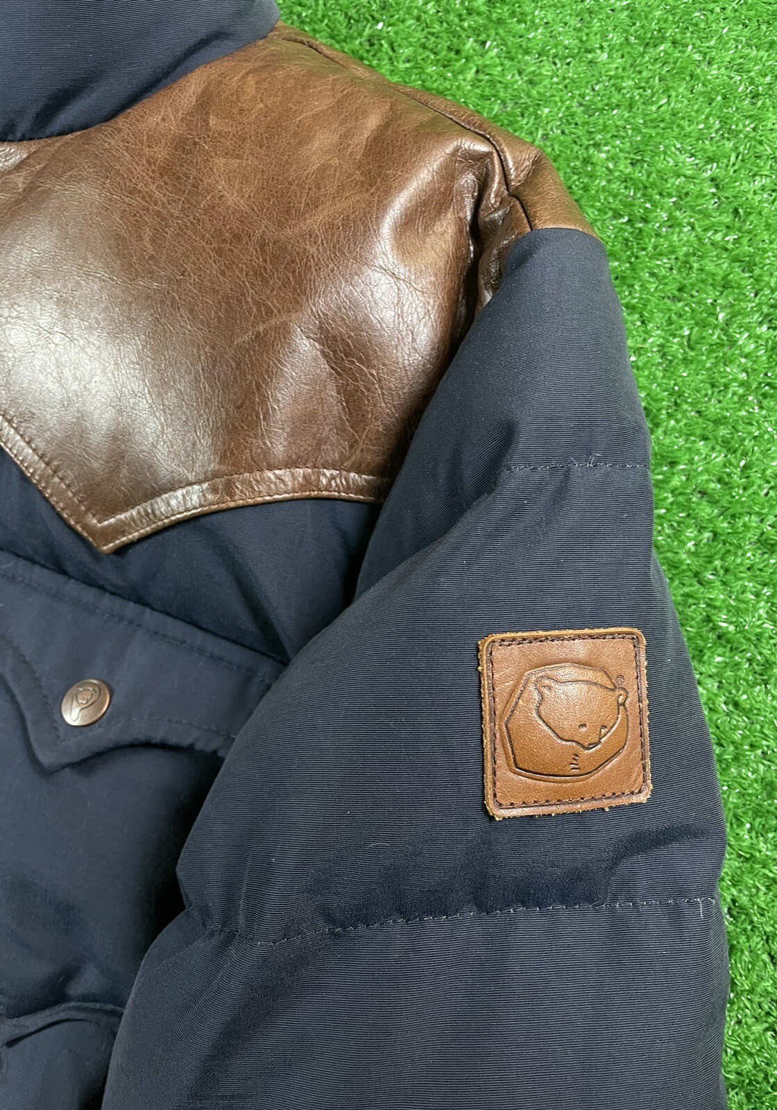 Trailwear Penfield Down Puffer Blue Brown Leather Yol… - Gem