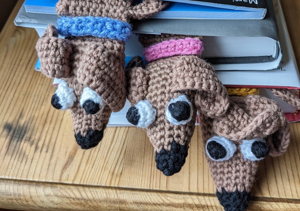 Set of 3 Crochet Dachshund Sausage Dog Bookmark Page Marker Funny ...