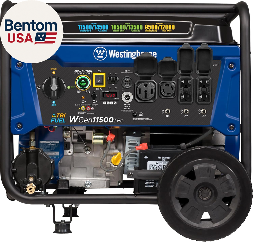 14500 Peak Watt Tri-Fuel Home Backup Portable Generator, Remote ...