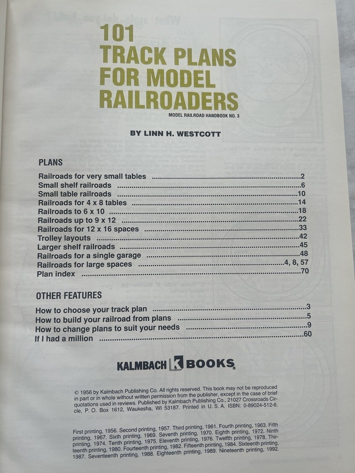 101 TRACK PLANS FOR MODEL RAILROADERS BY LINN H. WESTCOTT 9780890245125 ...