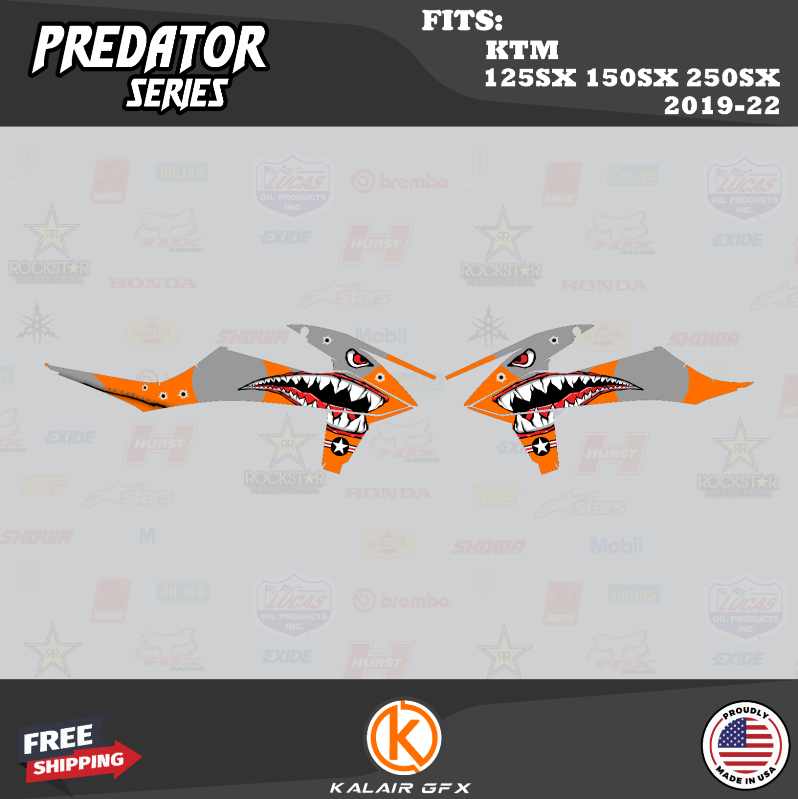 Graphics Kit for KTM 125SX 150SX 250SX 2019 2020 2021 2022 Predator ...