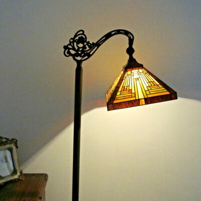 Tiffany Style Mission Arts & Crafts Reading Stained Glass Floor Lamp ...