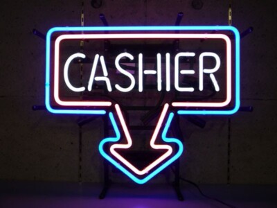 Cashier Arrow 20"x16" Real Glass Handmade Neon Sign Lamp Shop Show With ...