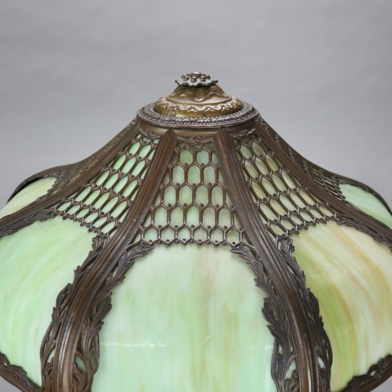 Antique Bradley & Hubbard School Arts & Crafts Bronzed Metal & Slag ...