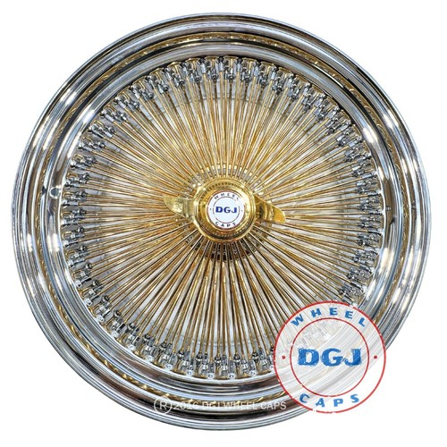 DGJ WHEELS 22x8 Standard 150 Spokes Gold Spokes & Hub Lowrider Wire ...