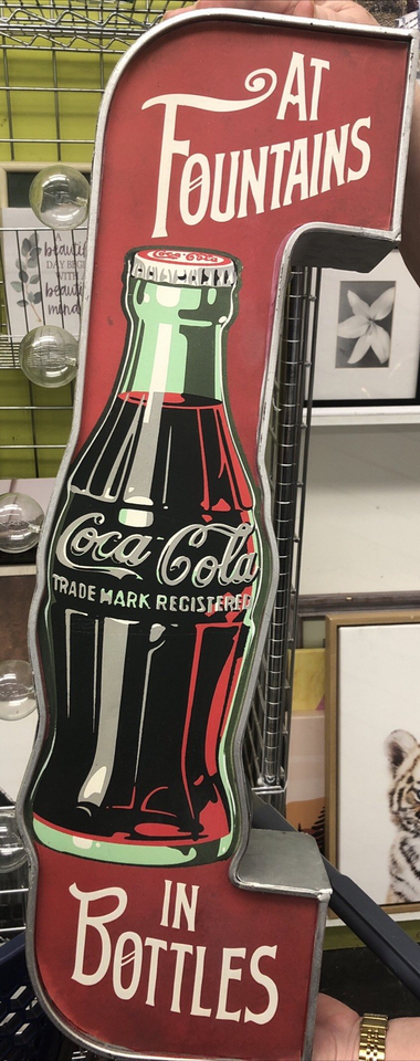 Coca-Cola Metal LED Bulb Wall Sign 25” Coke Bottle Shaped Double Sided ...