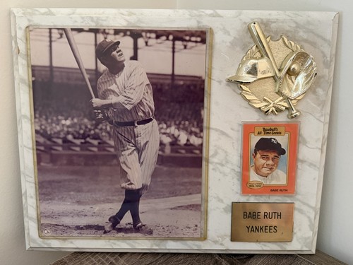 Vintage Babe Ruth Yankees Baseball Plaque – Photo, Card & Bat Display ...