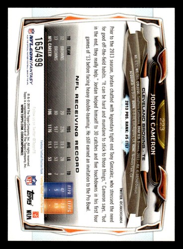 2014 Topps #223 Jordan Cameron Pink SP #d /499! Cleveland Browns | eBay