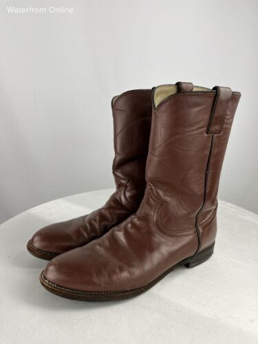 Justin Roper Brown Leather Classic Cowboy Boots Size … - Gem