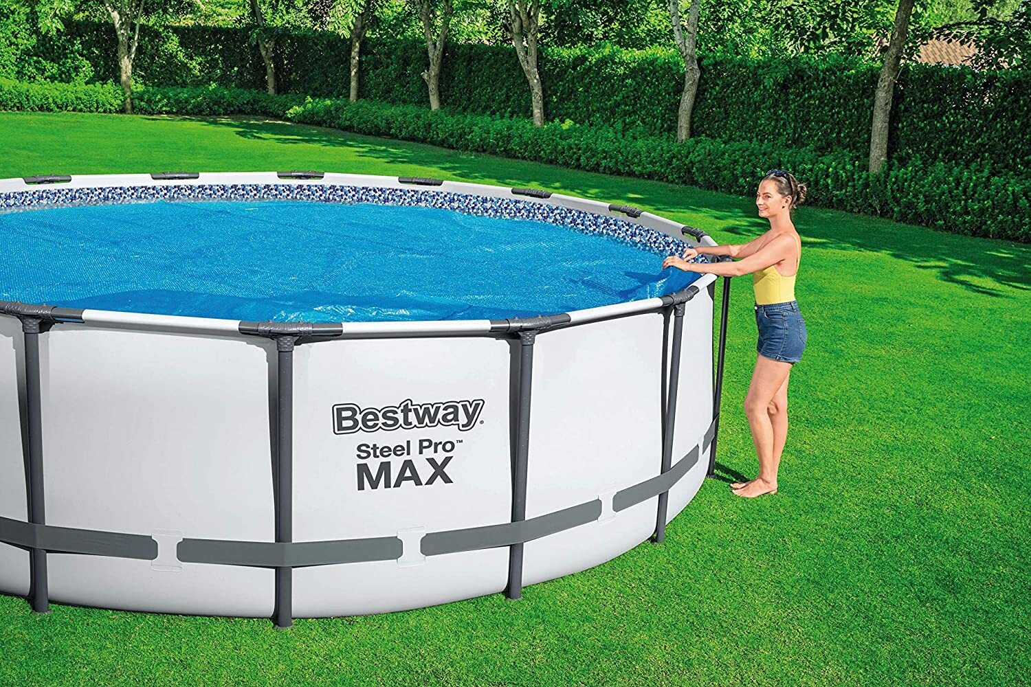 Bestway Solar Pool Cover for Fast Set Steel Pro Paddling Swimming Pool ...