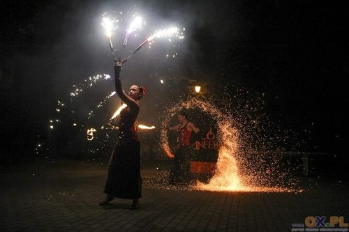 Electric Pyro Fans Practice Dancers Dance Fireshow Festivals Show ...