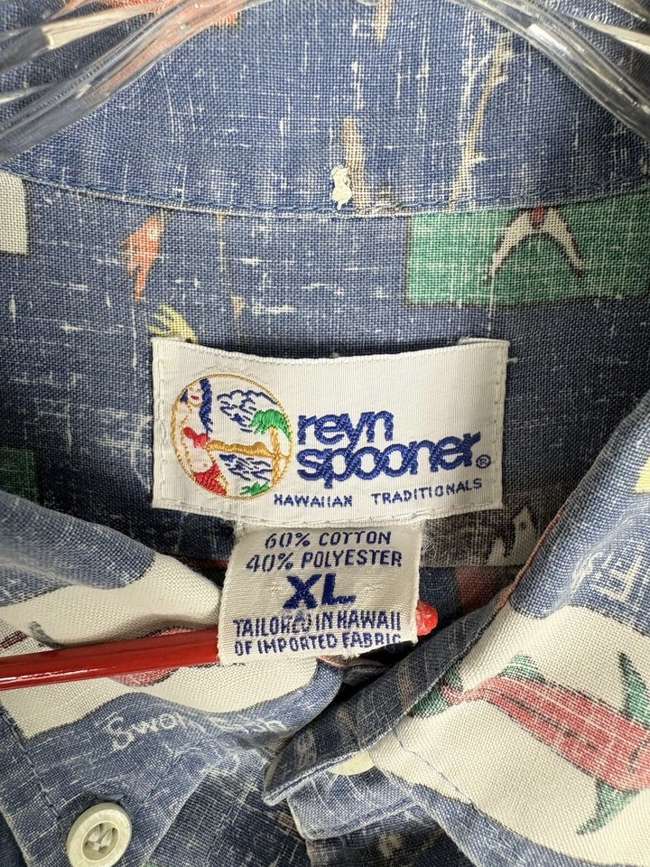 Reyn Spooner Shirt Men’s XL Blue Marine Life Skunk Hawaiian Party USA ...