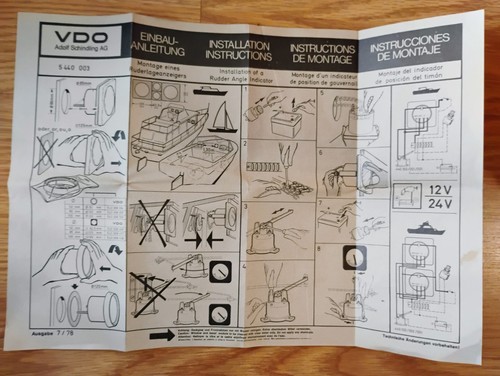 VDO MARINE RUDDER ANGLE INDICATOR GAUGE 1-275-002-041 382-006 85MM | eBay
