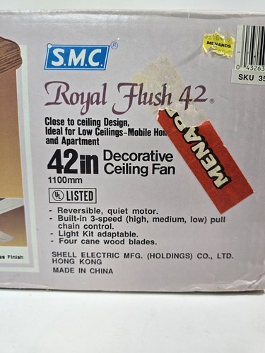 Vintage SMC Royal Flush 42" Decorative Ceiling Fan Antique Brass Finish ...