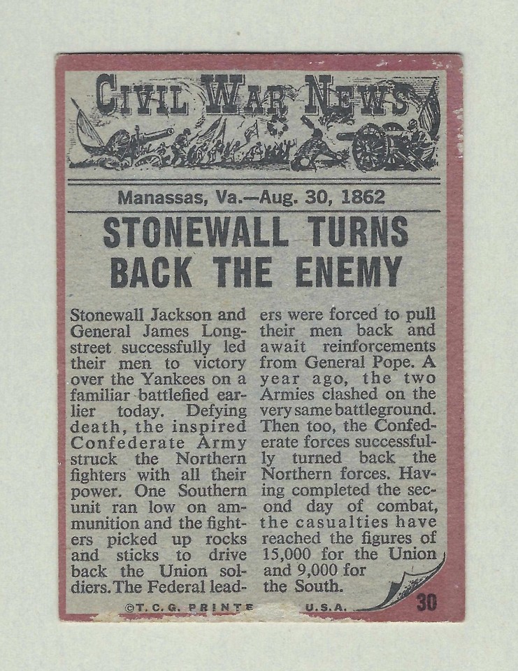 1962 TOPPS CIVIL WAR NEWS #30 CHARGING THE BULLETS | eBay