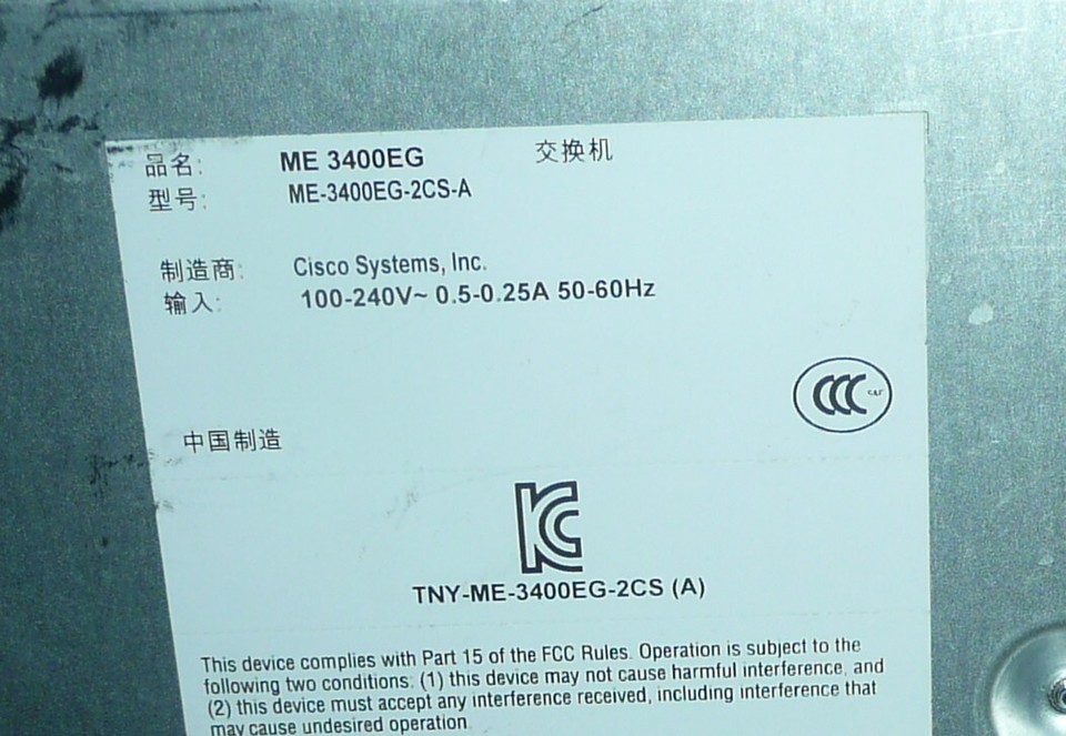 Cisco ME 3400E Series ME-3400EG-2CS-A Rackmount Gigabit Ethernet Switch ...