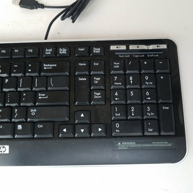 Genuine HP Keyboard Black Wired USB KB2101U QWERTY Hewlett Packard Plug ...