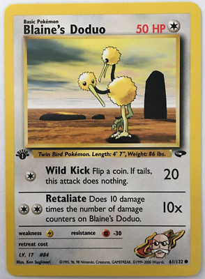 POKEMON 1ST. EDITION BLAINE'S DODUO 61/132 GYM CHALLENGE COMMON NEAR ...