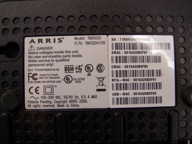 ARRIS Tm502g - Touchstone Cable VoIP Telephony Modem With Backup ...