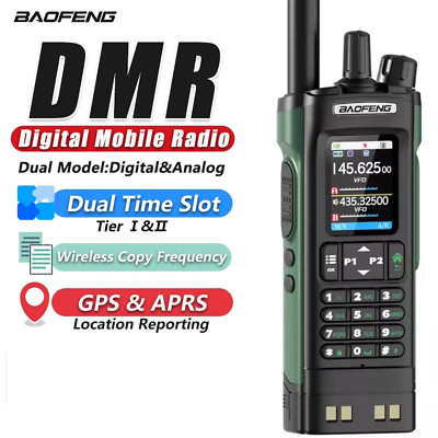BAOFENG DM32 Walkie Talkie DMR GPS Type-C Dual Time Analog Ham Two Way ...