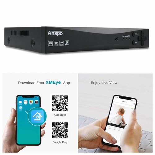 ANSPO CCTV DVR 8 Channel Full HD 1080P XMEye Home Security Recorder BNC ...