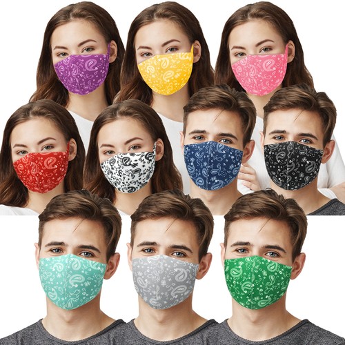 Unisex Reusable Washable Breathable Fashion Paisley 10 PACK Face Masks ...