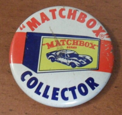 Vintage "MATCHBOX" COLLECTOR Pinback Button 1.5" Diameter, White, Red ...