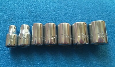 VINTAGE STANLEY WORKMASTER 1/4" Dr. 7 SOCKET SET: 3/16" to 1/2" USA ...
