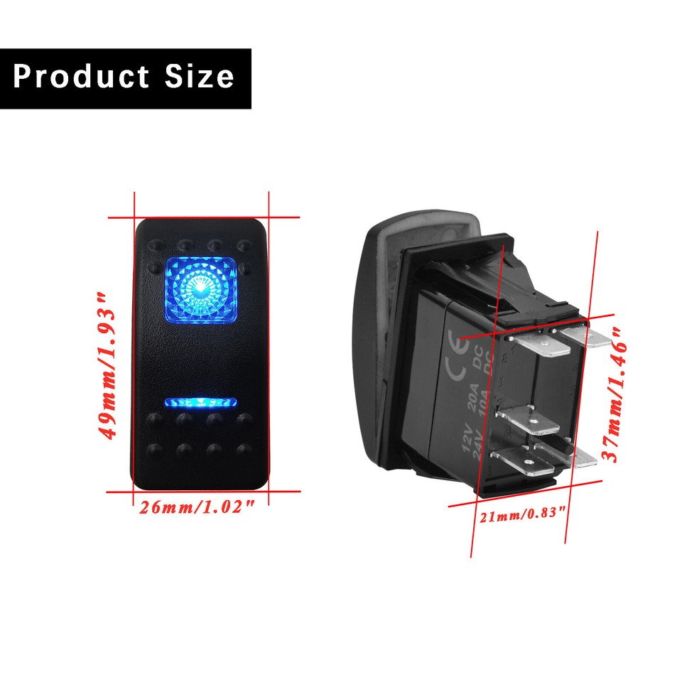 Blue Led Printed Rocker Switch Button For Car Marine Boat 12V ARB Style ...