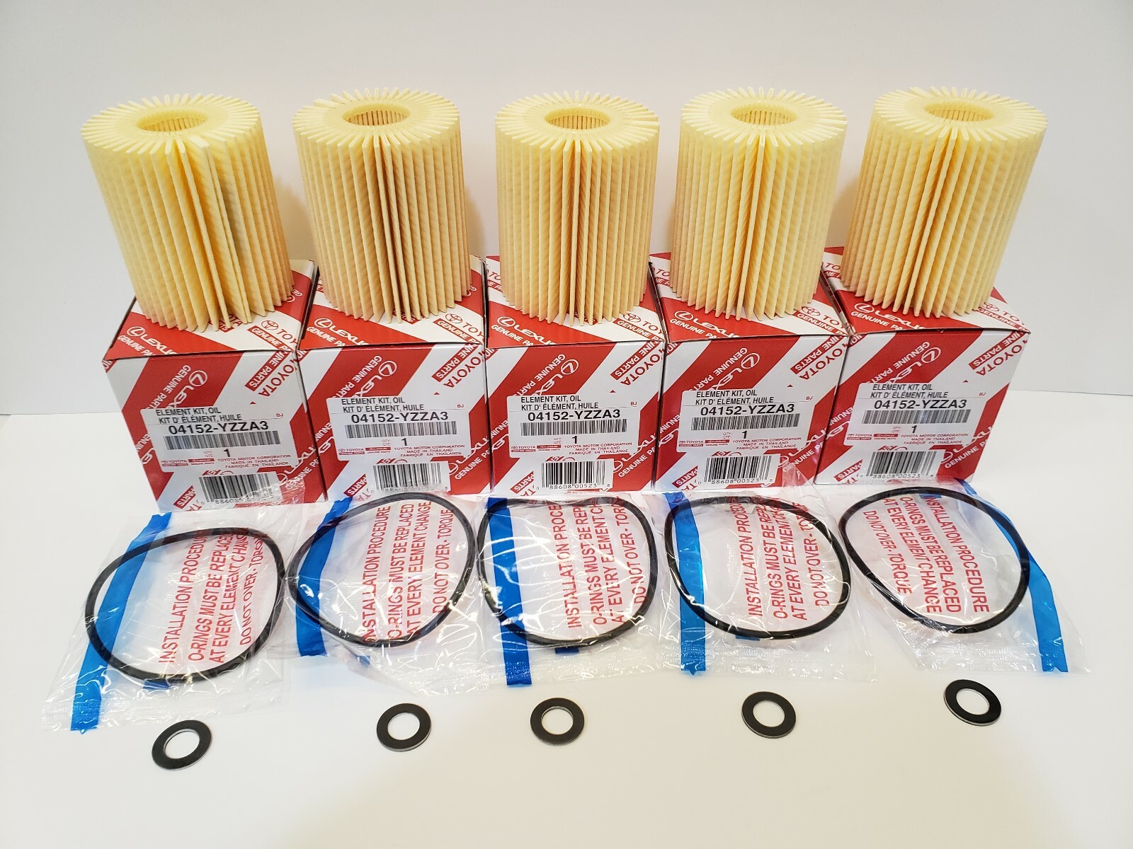LEXUS OEM FACTORY OIL FILTERS WITH GASKETS (5 pack) (2WD) 04152-YZZA3 ...