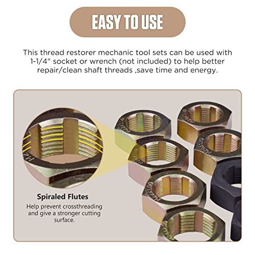 8pcs Axle Spindle Rethreading Tool Set Thread Chaser Set Thread Repair ...