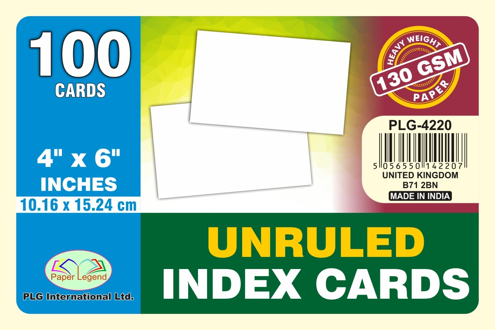 Unruled Index Cards for Revision Writing Flash Card Home School ...