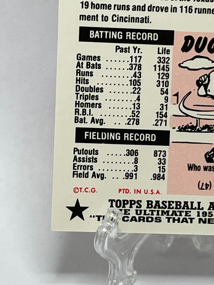 1991 Topps Archives 1953 Topps Reprint Joe Adcock Misprint Error Card ...