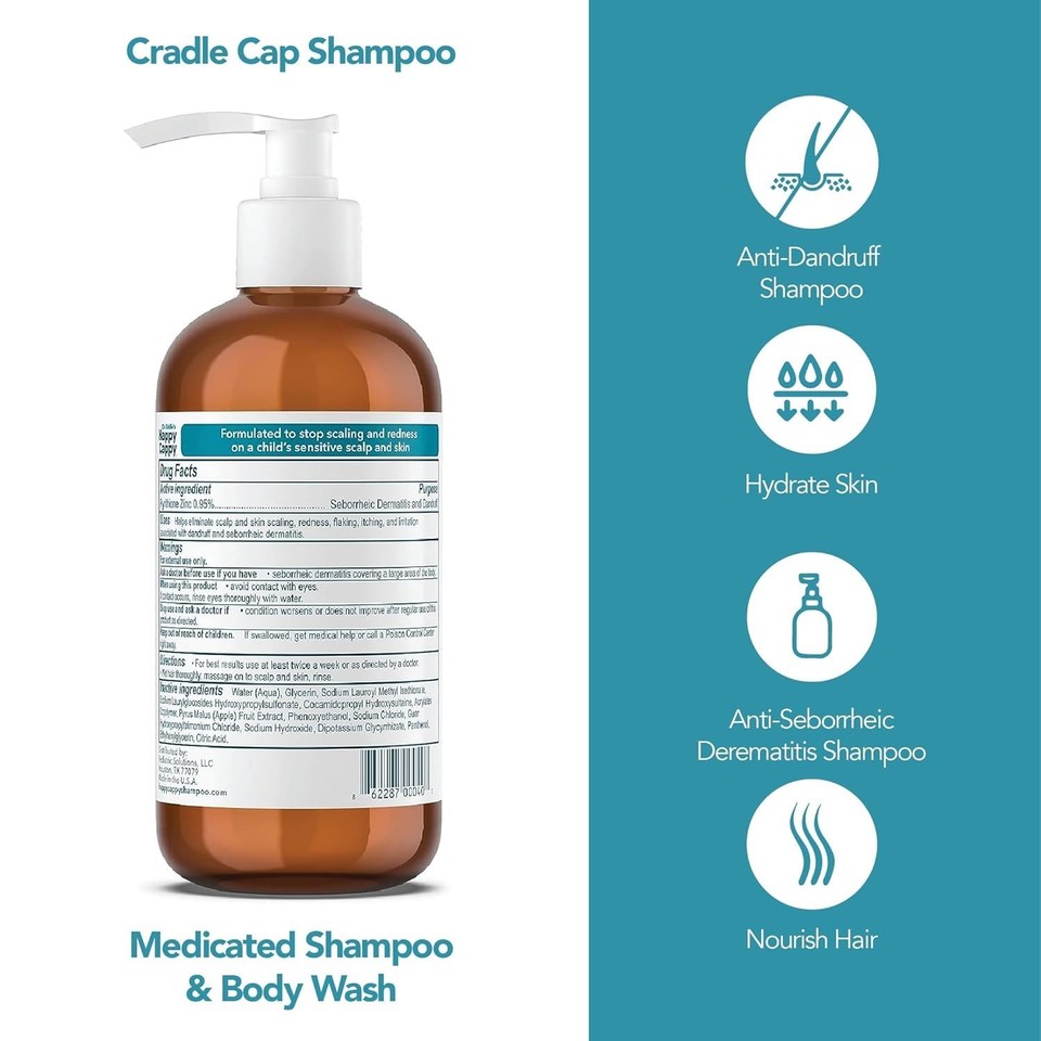 Cradle Cap Medicated Shampoo and Body Wash with Comb - Baby Dandruff ...