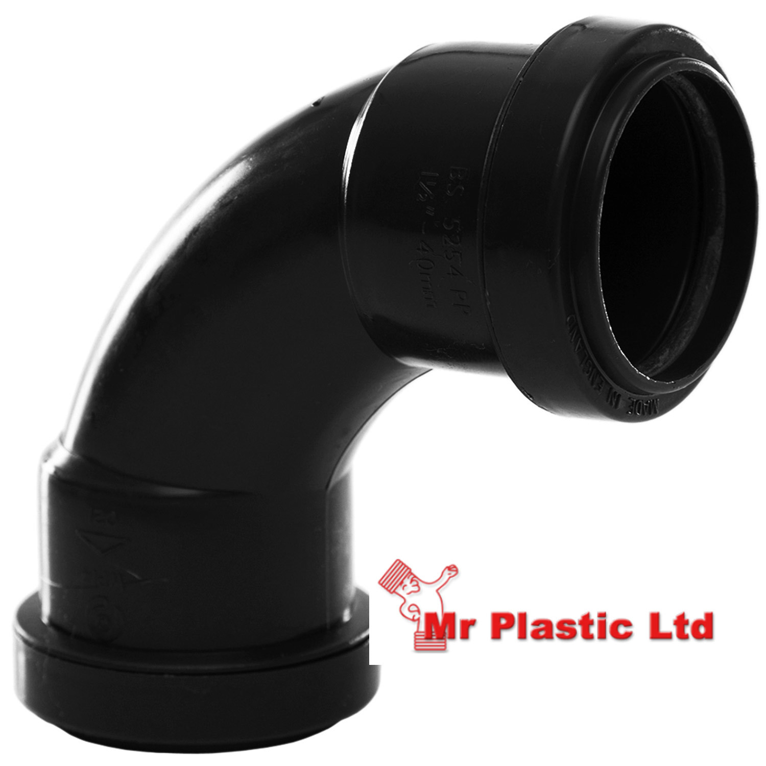 Polypipe 40mm Push Fit Waste Pipe Fittings in Black (actual size 41mm ...