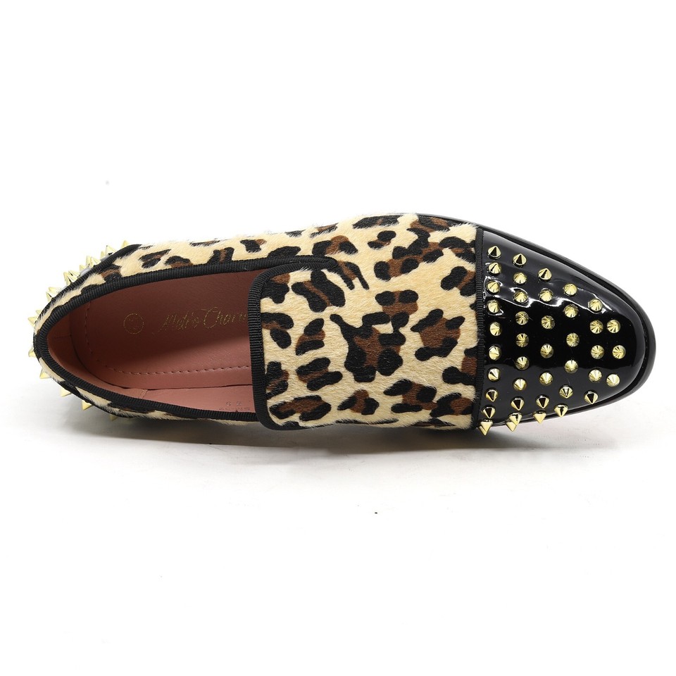Men's Fashion Smoking Leopard Print Dress Loafers Slip On Homecoming ...