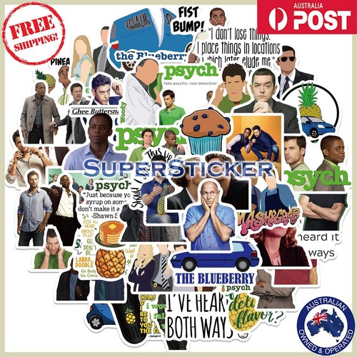 50pcs Psych USA Outwit Your Friends TV Show Vinyl Decal Stickers Laptop ...