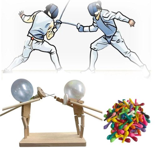 Balloon Bamboo Man Battle - 2024 New Handmade Wooden Fencing Puppets ...