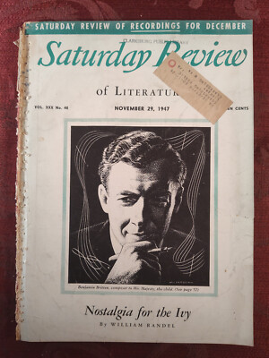 SATURDAY REVIEW November 29 1947 Benjamin Britten Jean-Paul Sartre W ...