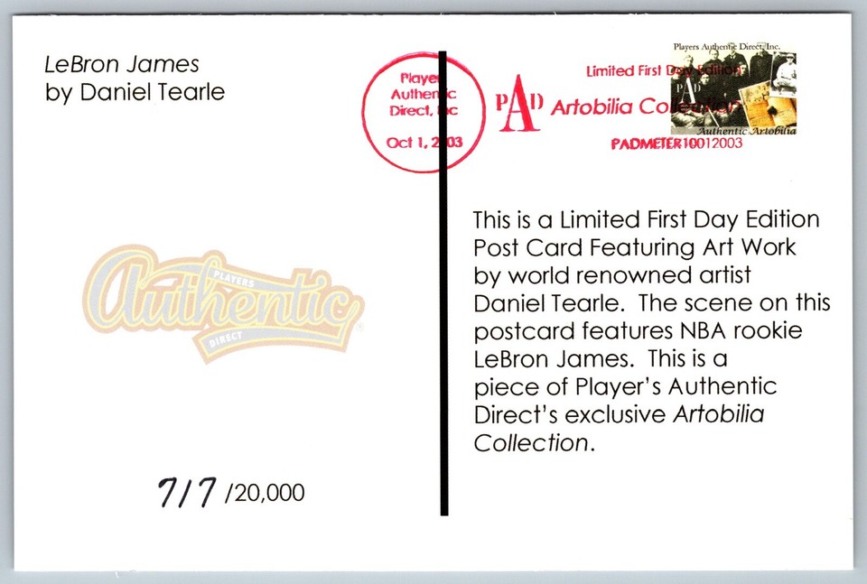 Postcard Lebron James by Daniel Tearle Players Authentic Direct #717/ ...