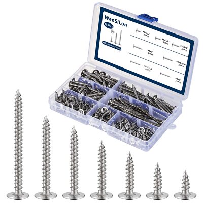 #8 Phillips Truss Head Wood Screws Stainless Steel 410 Quick Metal Self ...