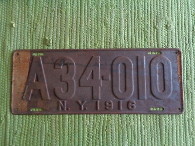 1916 New York License Plate 16 NY Tag A34-010 | eBay