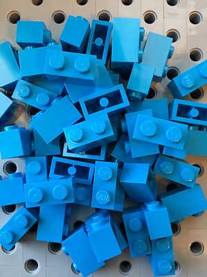 Lego 1x2 Dark Azure Blue Bricks Blocks 1 x 2 New Lot Of 50 | eBay