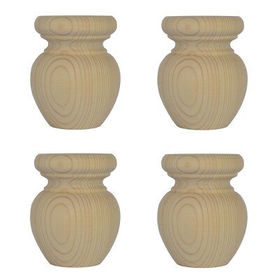 Pack of 4 Pine Ball Feet 83mm Ø x 100mm High Wooden Furniture Foot A4BF ...