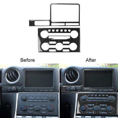 2Pcs Carbon Fiber Dashboard Navigation Panel Cover Trim For Nissan GT-R ...