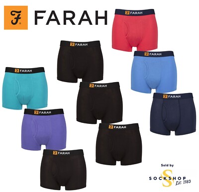 Farah Men's Trunks, Bamboo, Fitted, Keyhole, Plain Underwear 3 Pack S,M ...