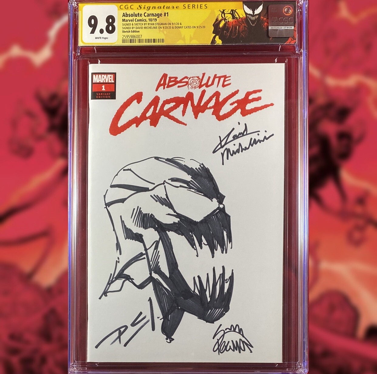 ABSOLUTE CARNAGE #1 VARIANT CGC 9.8 SS RYAN STEGMAN SKETCH CATES ...