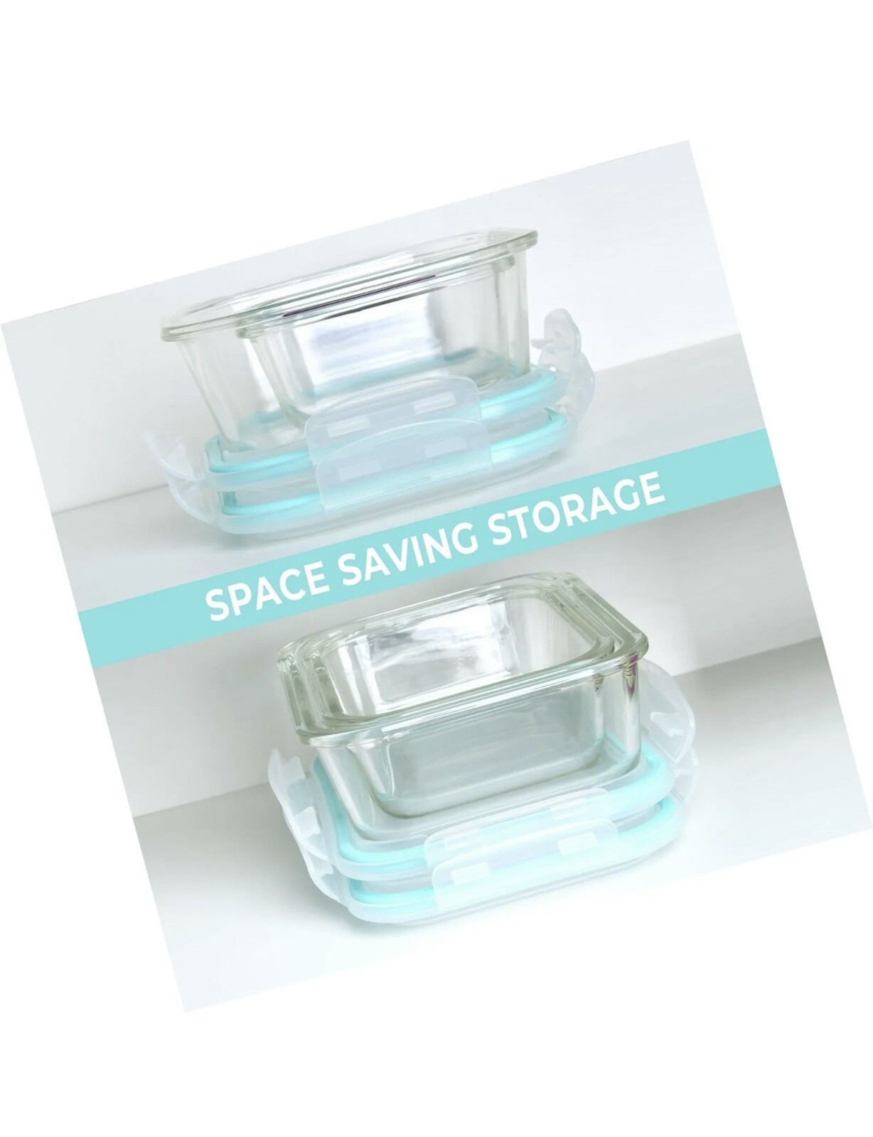 20 Piece Glass Food Storage Containers Set w/ Snap Lock Lids Microwave ...