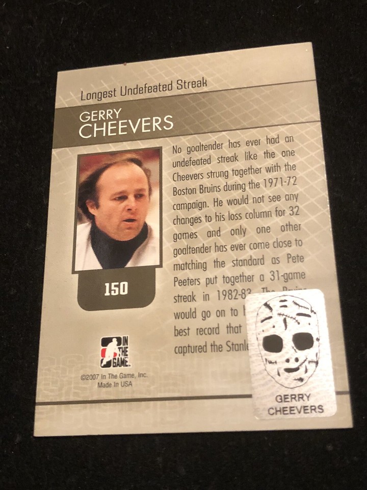 GERRY CHEEVERS SIGNED CARD AUTOGRAPH AUTO CHEEVERS AUTHENTIC HOLOGRAM ...