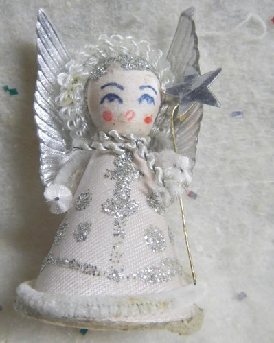 Vintage MCM Putz Angel Christmas Ornament Decor Pink Spun Cotton Japan ...
